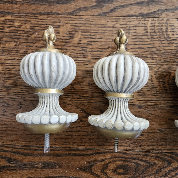 Wall Decor | Drapery Finials Elegant Fluted White And Gold | Poshmark